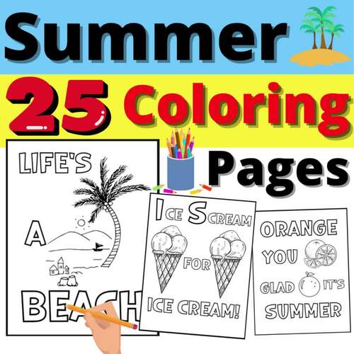 Summer Coloring Pages Activity SEL Resource End of School No Prep