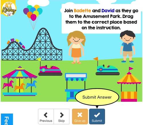 Amusement Park Following Commands Spatial Preposition Boom Cards