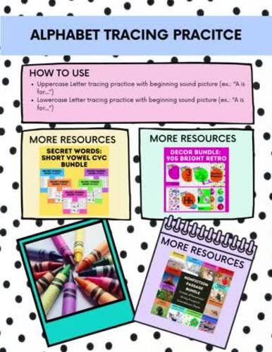 Alphabet Letter Tracing Practice: Uppercase & Lowercase Beginning Sound ...