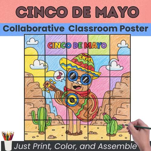 Cinco de Mayo Bulletin Board Craft | Cactus Collaborative Poster by ...