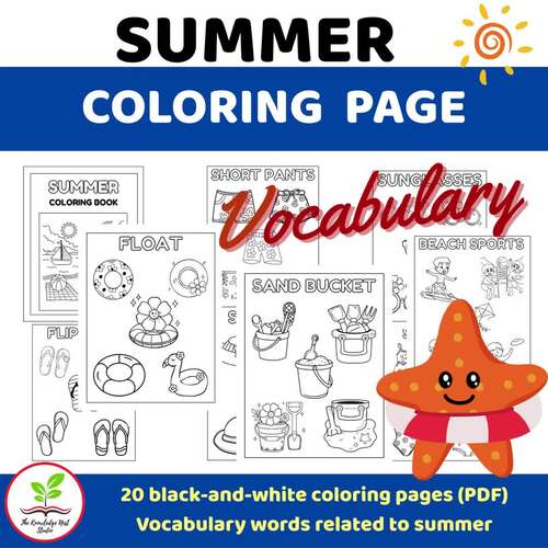 Summer Coloring Book Vocabulary, Printable SummerColoring Digital Book ...