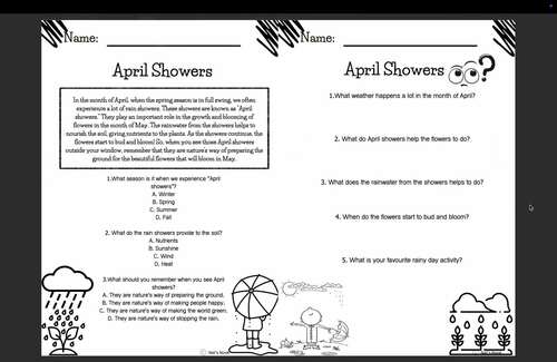 Grade 1 Spring & Summer Reading Comprehension Passages with Questions ...