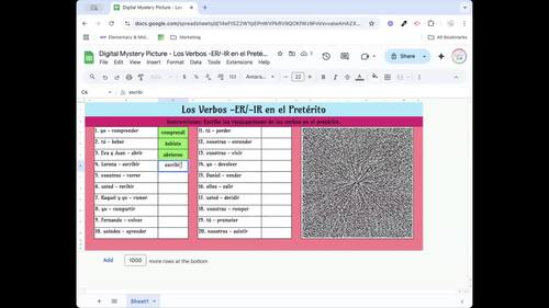 Spanish ER IR Preterit Verbs Digital Mystery Picture | Valentine's Day ...