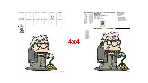 Grumpy old man Carl Fredricksen Up movie embroidery designs - Instant ...