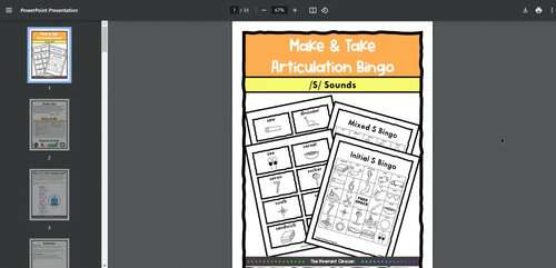 S Sound Articulation Bingo Game Activities for Speech Therapy, Special ...