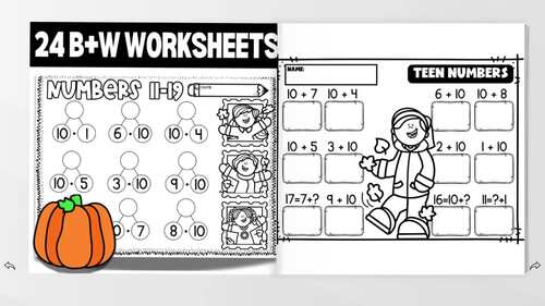 1st Grade | Teen Numbers Number Bonds | Worksheets | Fall Theme | TPT