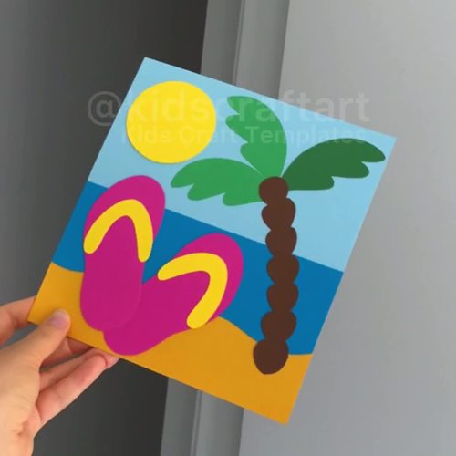2D Shape Summer Craft Beach Day Flip Flops Tropical Palm Ocean Crafts ...