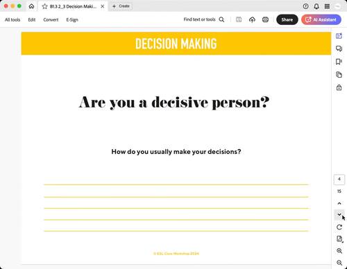 ESL Intermediate Lesson: Talk about Decision Making by ESL Class Workshop