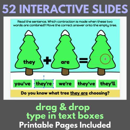 Christmas Contractions Worksheets and Digital Activities December Word Work