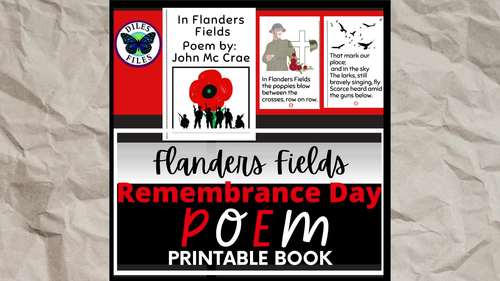 Flanders Fields Remembrance Day Poem Booklet by Diles Files | TPT