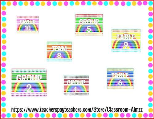 Printable Table Numbers, Rainbow Colors Table Numbers, Classroom Table ...