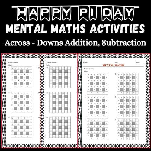 Pi Day Activities Fun Mental Maths Across - Downs Addition & Subtraction