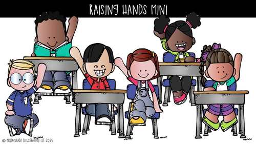 Raising hands clip art, Classroom Manners clip art Mini by Melonheadz ...