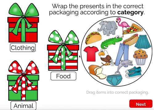 Christmas Category & Object Function | Boom Cards™ by SpeechySisters