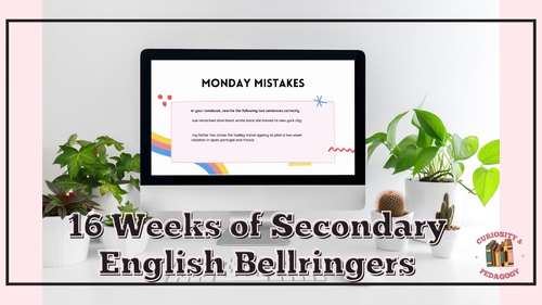 Secondary English Bellringers-16 Weeks, 84 FULLY EDITABLE Slides {9-12}