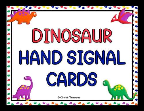 Dinosaur Theme Hand Signal Cards *Editable* by Cindy's Treasures