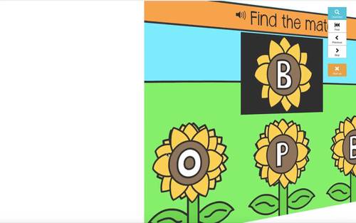 Sunflower Capital Letter Match Boom Cards™ Digital Task Cards | TPT
