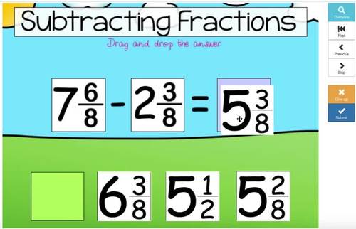 Subtracting Fractions (common denominator) - Digital Task Cards | TPT