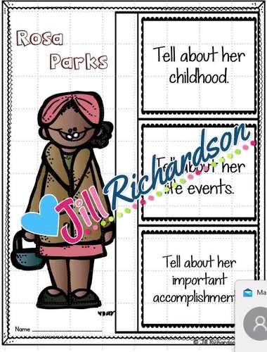 Rosa Parks Black History Month Kindergarten First Second Grade ESL ...