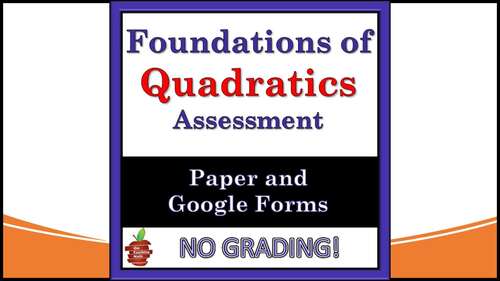 Parabolas, t-Chart for Quadratics, Graphing Quiz - Paper & Google Forms