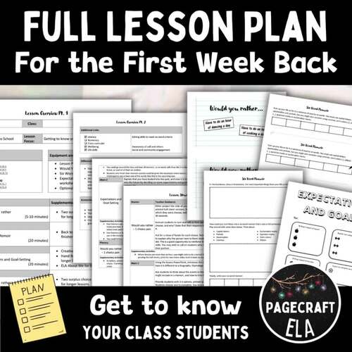 FULL LESSON PLAN for Getting To Know You in Back to School | First Week