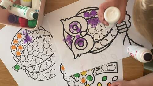 Fall Dot Art, Dot Marker Printable, Apple Dot Marker, Halloween No Prep ...