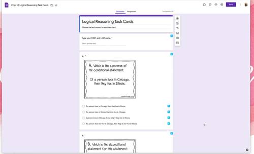 Logical Reasoning Digital Task Cards by Lindsay Bowden - Secondary Math