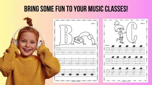 Bass Clef Notes | Tracing Music Worksheets for Kids | Drawing Notes on ...