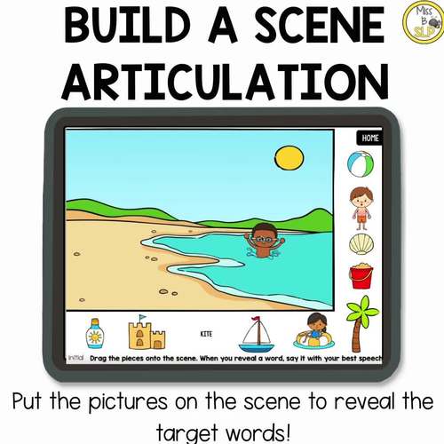 Summer Beach Articulation Build a Scene - Digital Boom Cards by Miss B SLP