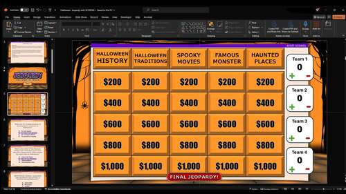Halloween Jeopardy Game - Editable Digital Resource with Scoring for ...