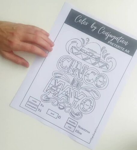 Cinco de Mayo Color By Conjugation Preterite AR by SinginSeñorita