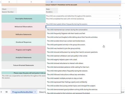 Child Therapy Progress Notes Case Management Template Therapy Statements