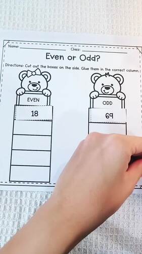 Even or Odd 2 Digit Numbers – Fun Cut and Paste Sorting Activity