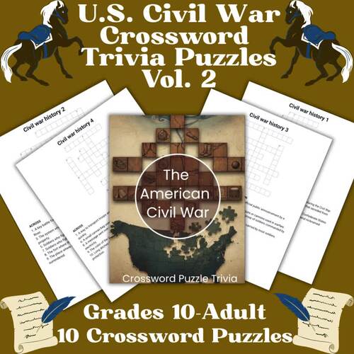 US History Trivia Crossword Puzzles | Vol 2: The Civil War | High School