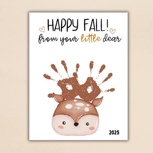 Fall Handprint Printable Craft with Woodland Animals and Watercolor