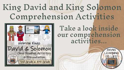 King David & King Solomon Close Reading & Comprehension Activities 3rd ...
