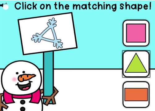 2D Shape Matching Winter Math Games No Prep - Kinder PreK January Boom ...
