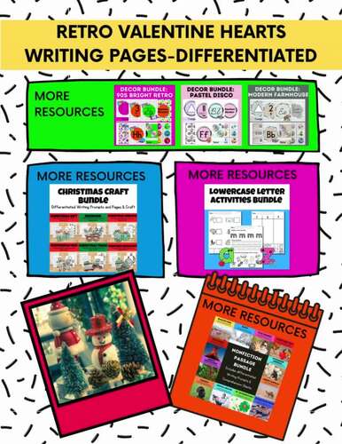 Retro Valentine Heart Character Writing Pages (Differentiated ...