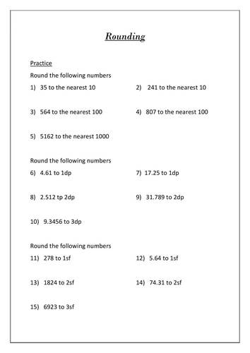 Maths Rounding Standard Form and Error Intervals Worksheets | TPT