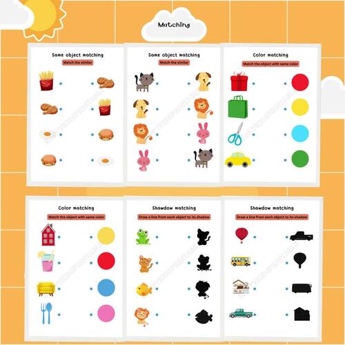 matching, color matching worksheet, Similar matching l Pre-K, Kindergarten