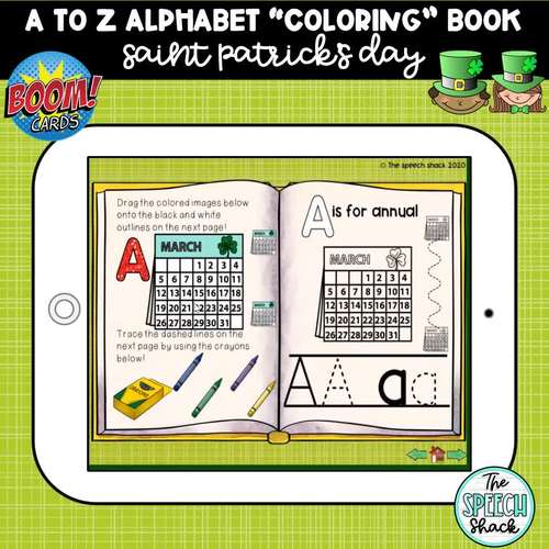 St. Patrick's Day Alphabet book BOOM Cards™ by The Speech Shack | TpT