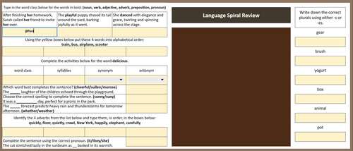 NO PREP - Spiral Language Art Review - Dinosaurs - Week 4 by Juliane ...