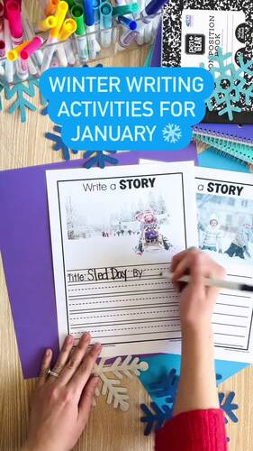 Winter Break Writing Prompts Paper Activity Worksheets Snowman Craft ...