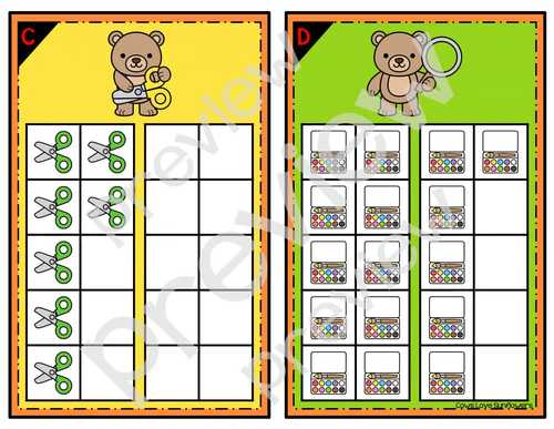 School Bears - Double Ten Frames Math Scoot Activity 0 to 20 - Teen Numbers