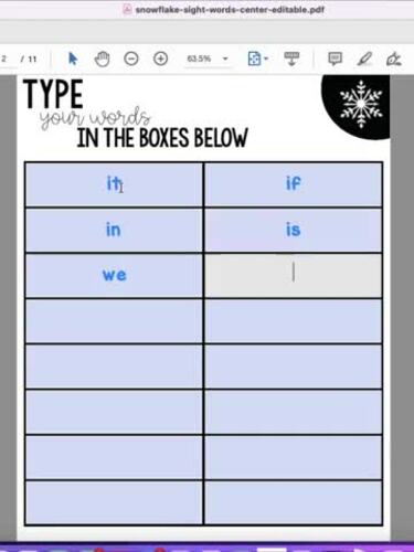 Editable Snowflake Sight Words by Kindergarten Is Crazy | TPT