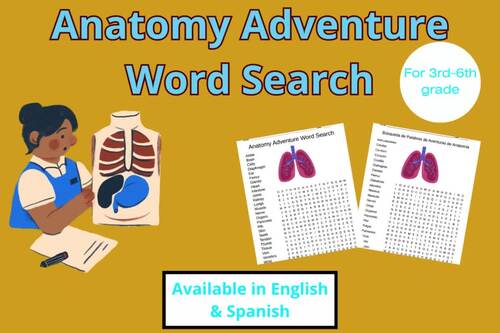 Human Body Word Search-Available in (English & Spanish). For 3rd-6th grade.