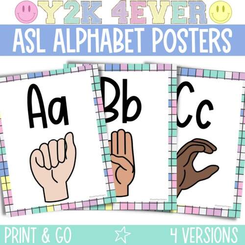 ASL Alphabet Posters / Retro Sign Language Alphabet Posters / Y2K Decor