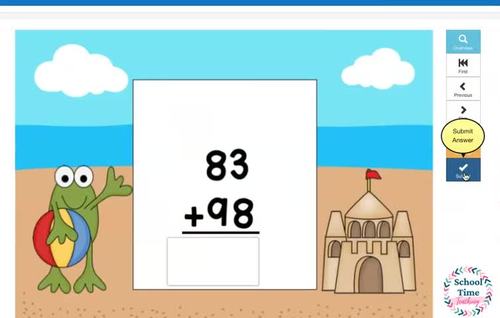 Addition with Regrouping 2-Digit Math BOOM Cards by School Time Teaching
