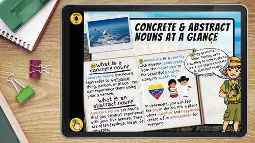 3rd Grade Grammar Activities: CONCRETE & ABSTRACT NOUNS (LINKtivity ...