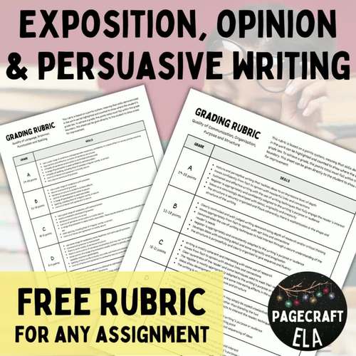 FREE Rubric for Grading Exposition, Opinion and Persuasive Writing ...